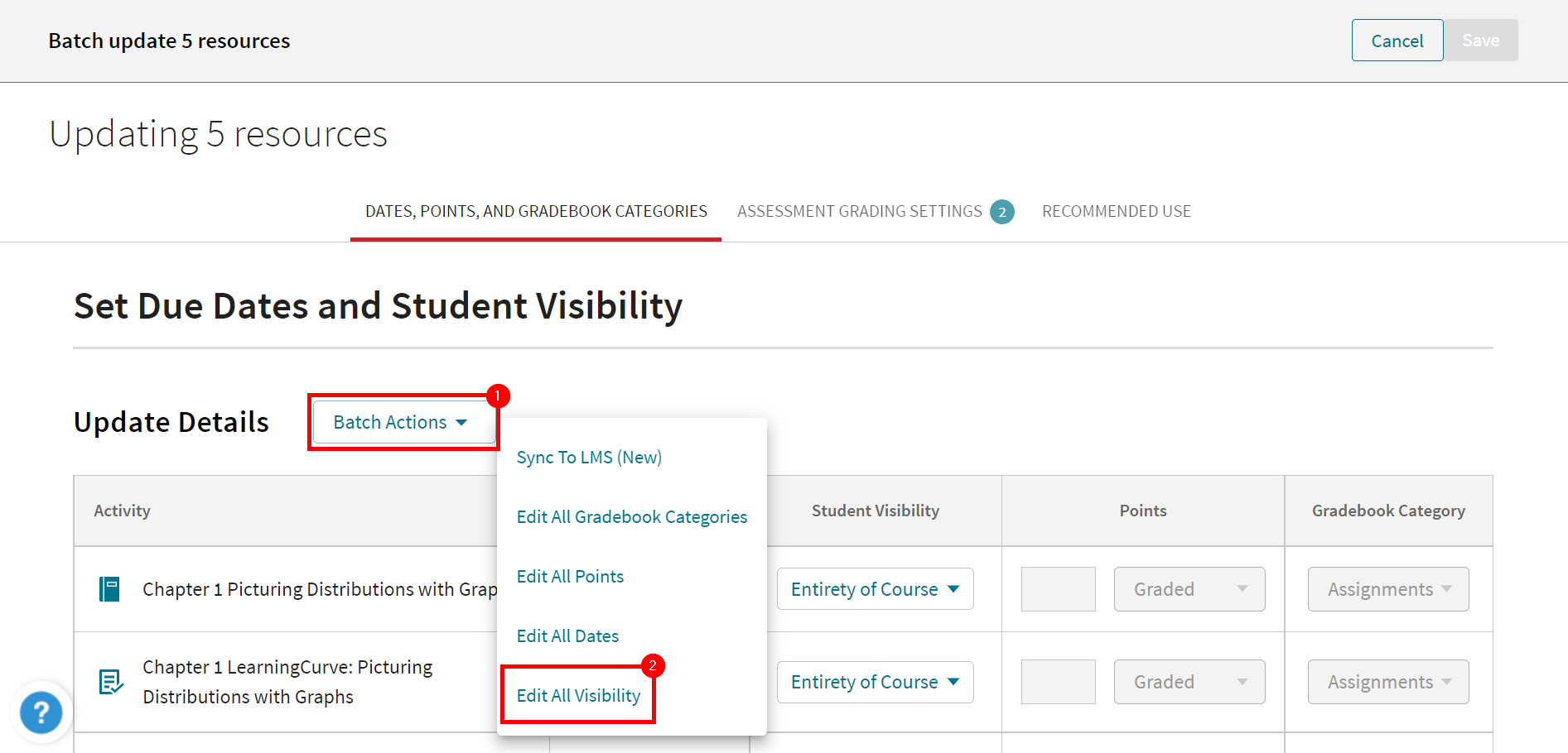 Achieve > Assign an item or change assignment settings