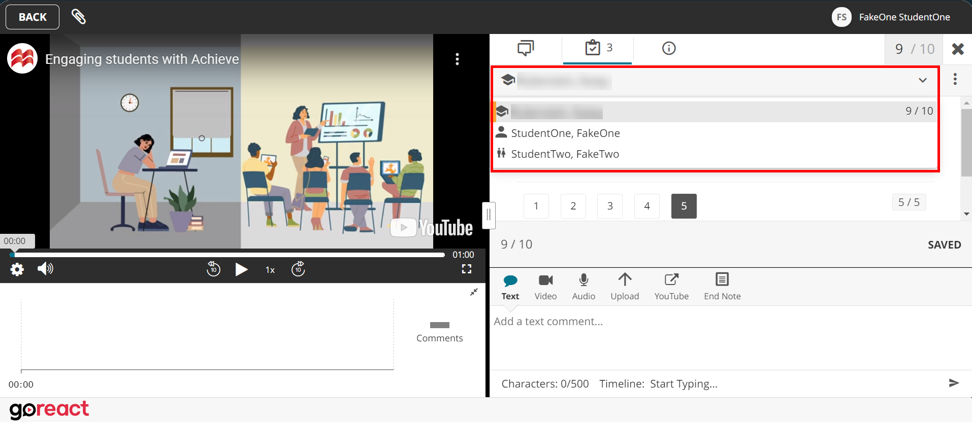 Achieve > GoReact: Student rubrics