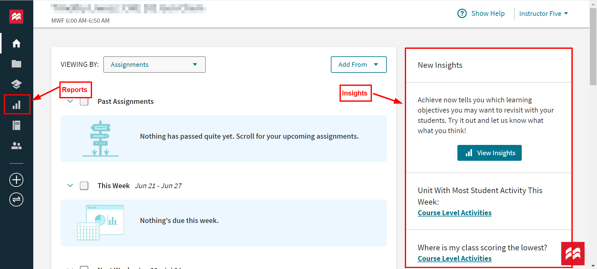 Achieve > Using Reports