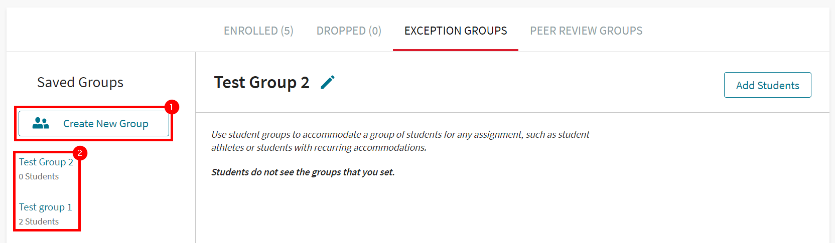 Achieve > Create and edit groups for assignment exceptions