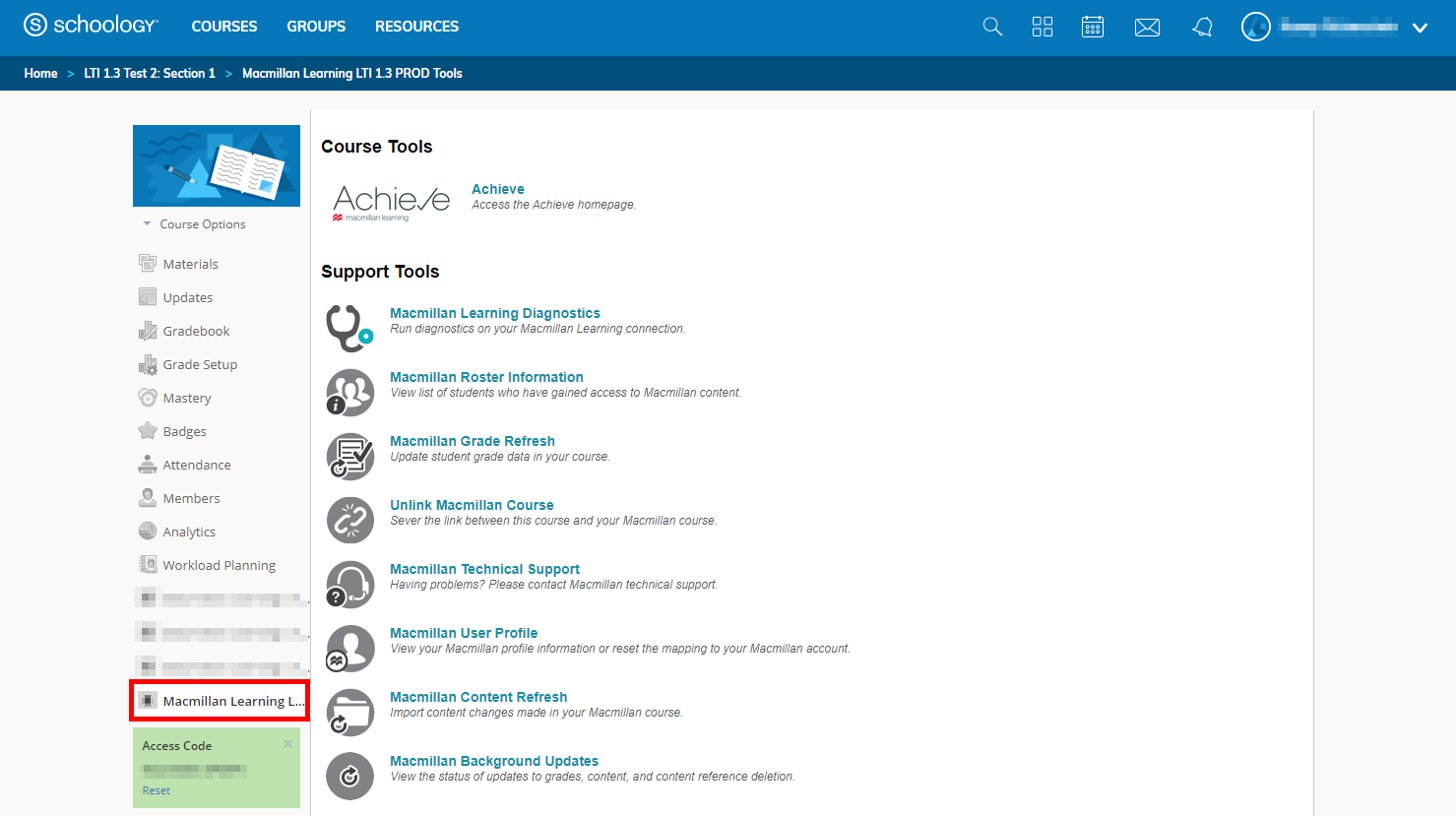 Using Macmillan/BFW Course Tools in your Schoology course