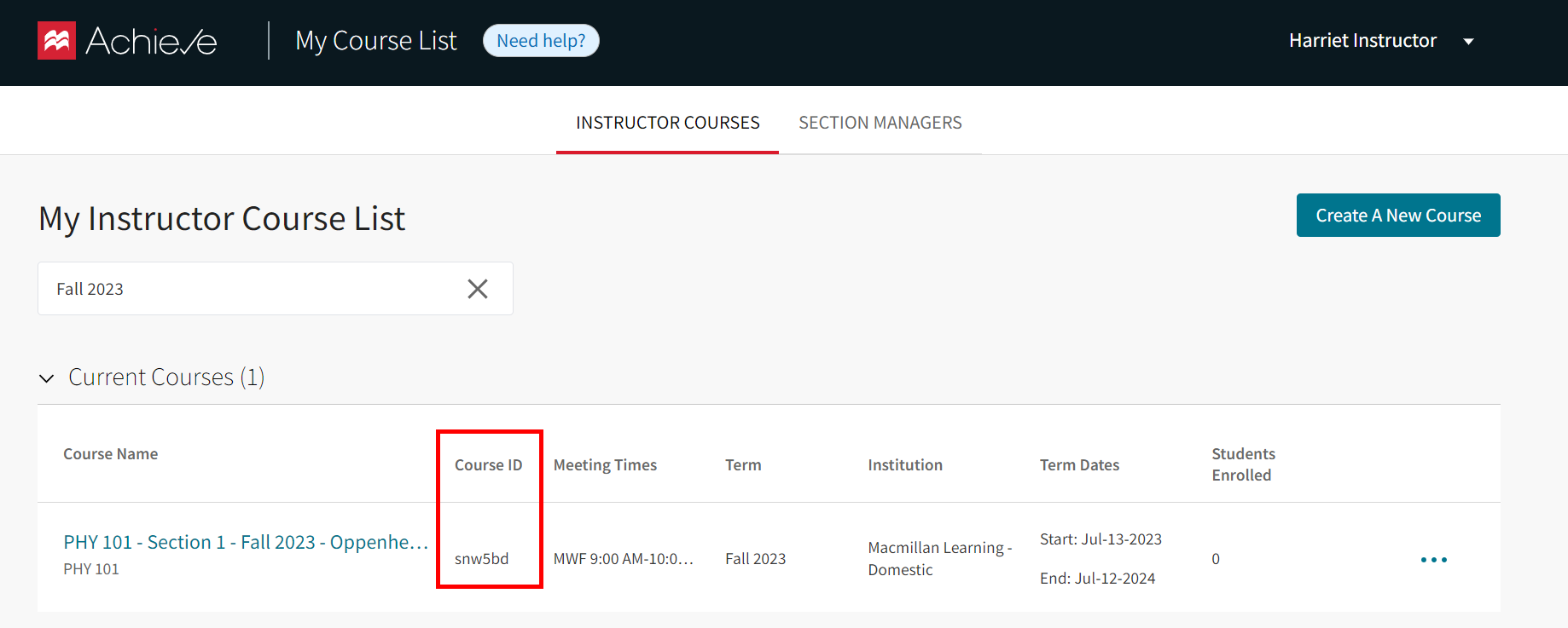 Achieve > What is a course ID?
