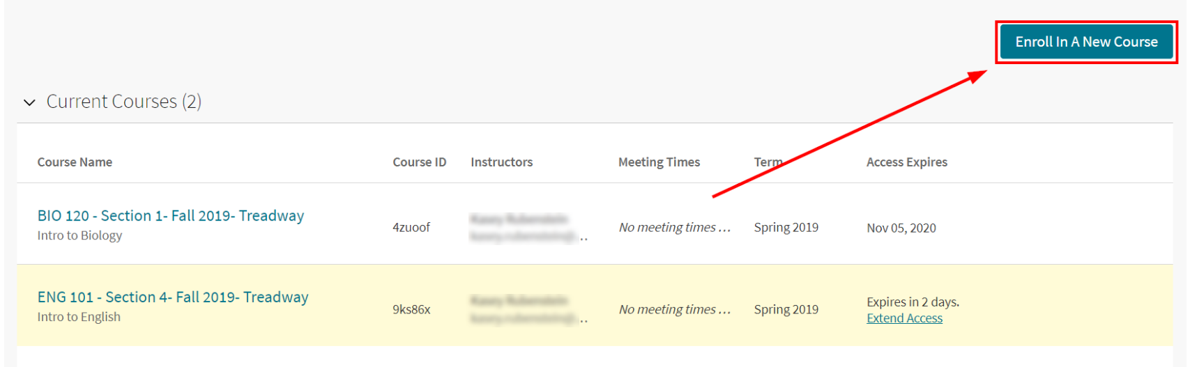 Achieve > Register for a course using an access code