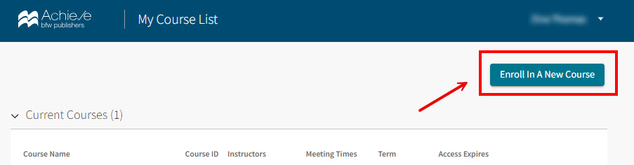 Enroll in your BFW Achieve course