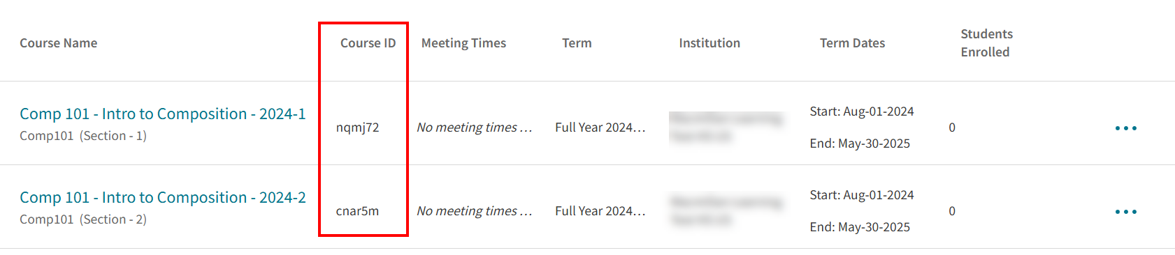 Find the Course ID for your Achieve course