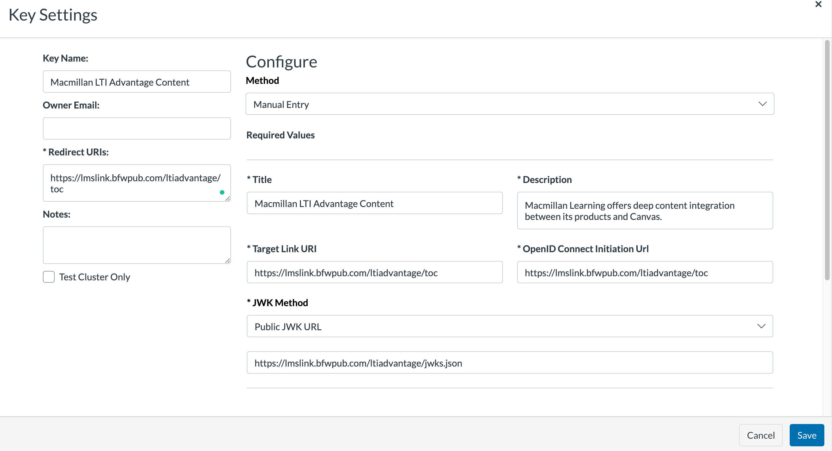 Set up Canvas for integration with Achieve using LTI Advantage (LTI 1.3)
