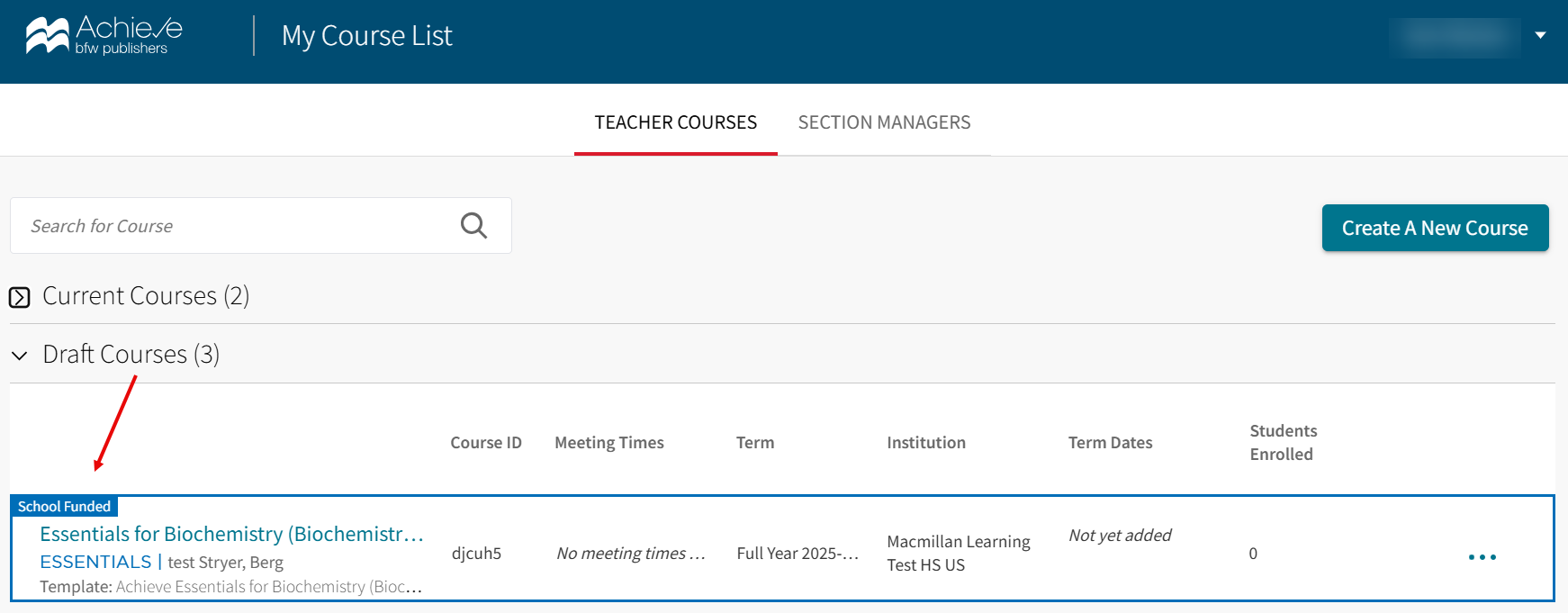 Access your Achieve course as a high school teacher