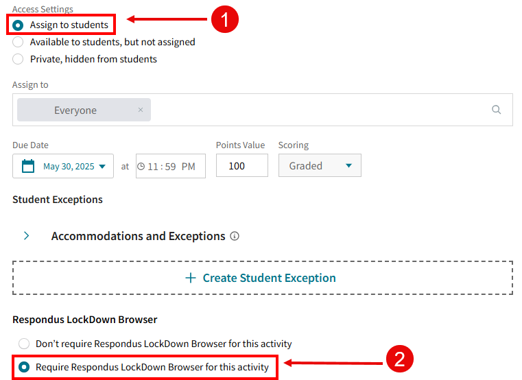 Enable Respondus in Achieve (High School)
