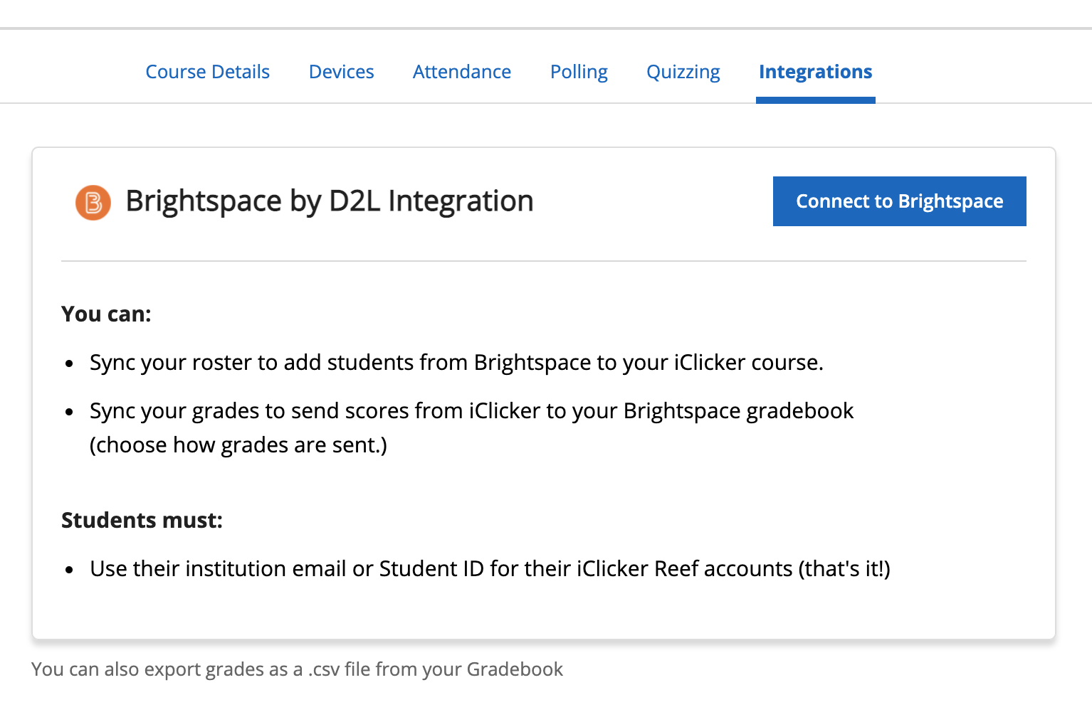 Instructor Guide: iClicker Cloud Roster & Grade Sync with Brightspace by D2L