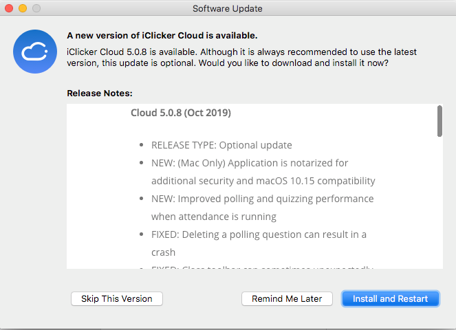 How to Update to the Most Recent Version of iClicker Cloud