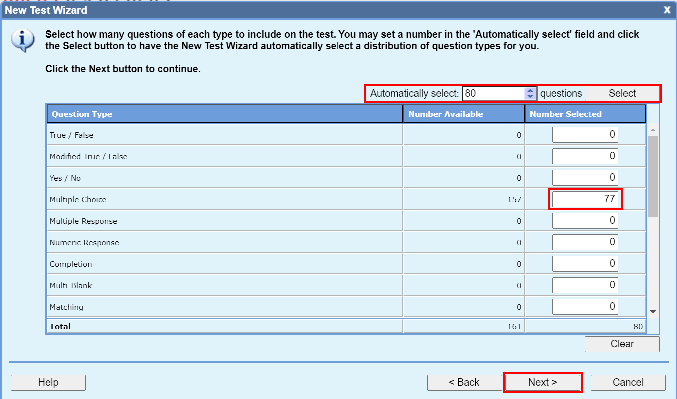 Create a test with the Macmillan Learning test bank