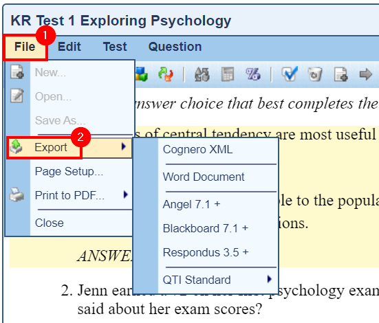 Create a test with the Macmillan Learning test bank