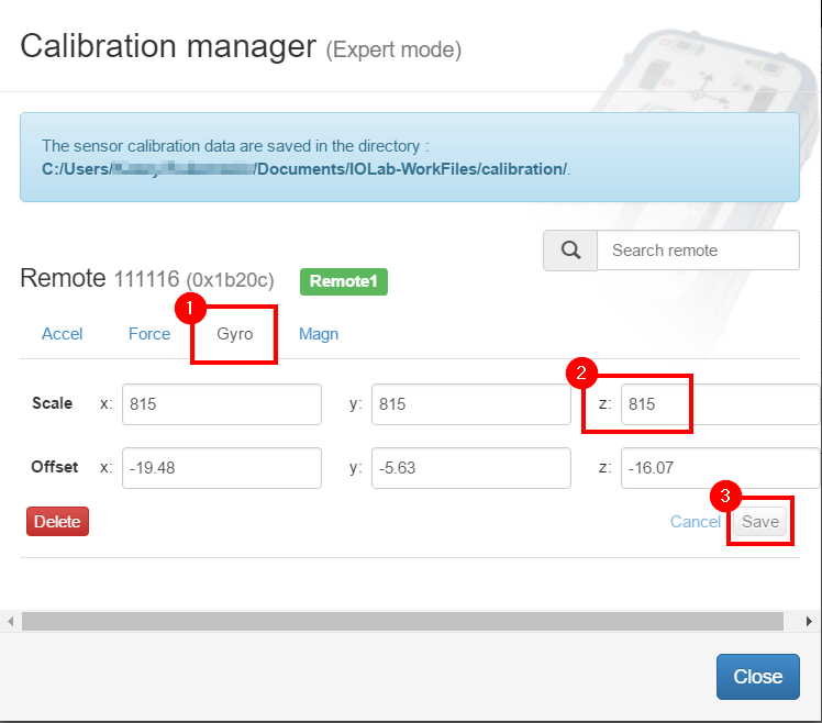iOLab > Calibrating your iOLab remote