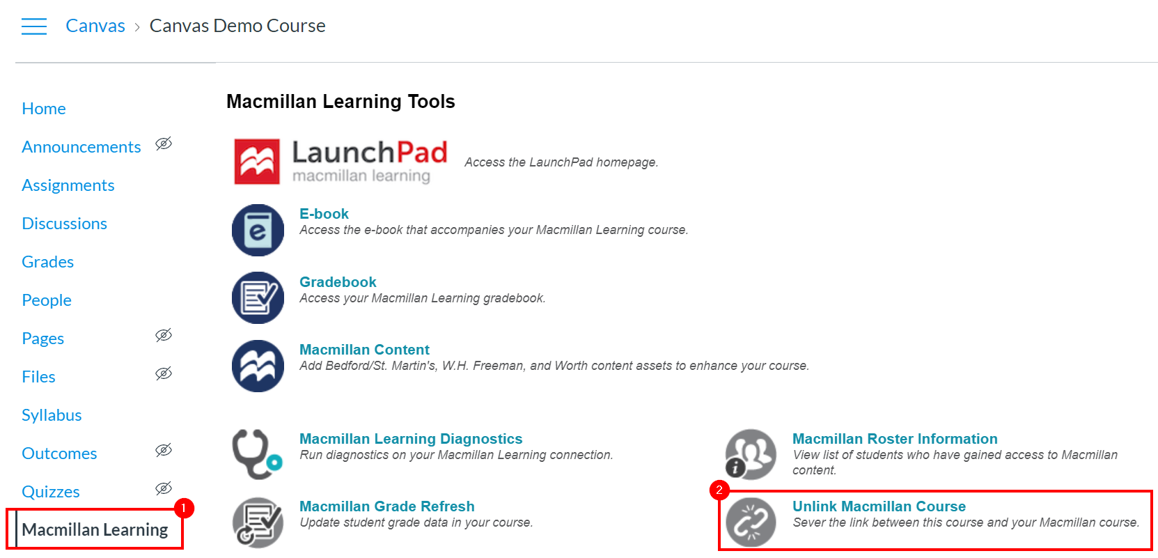 Using Macmillan/BFW Course Tools in your Canvas course