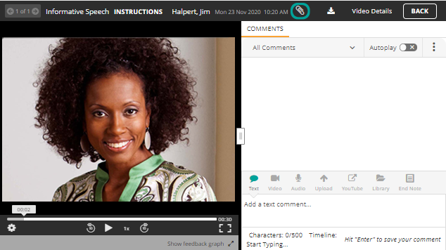 Achieve > GoReact: Add attachments to a submitted video