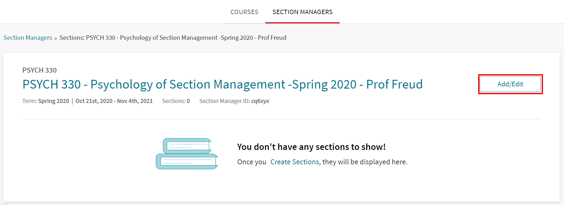 Achieve > Create and manage sections with a Section Manager
