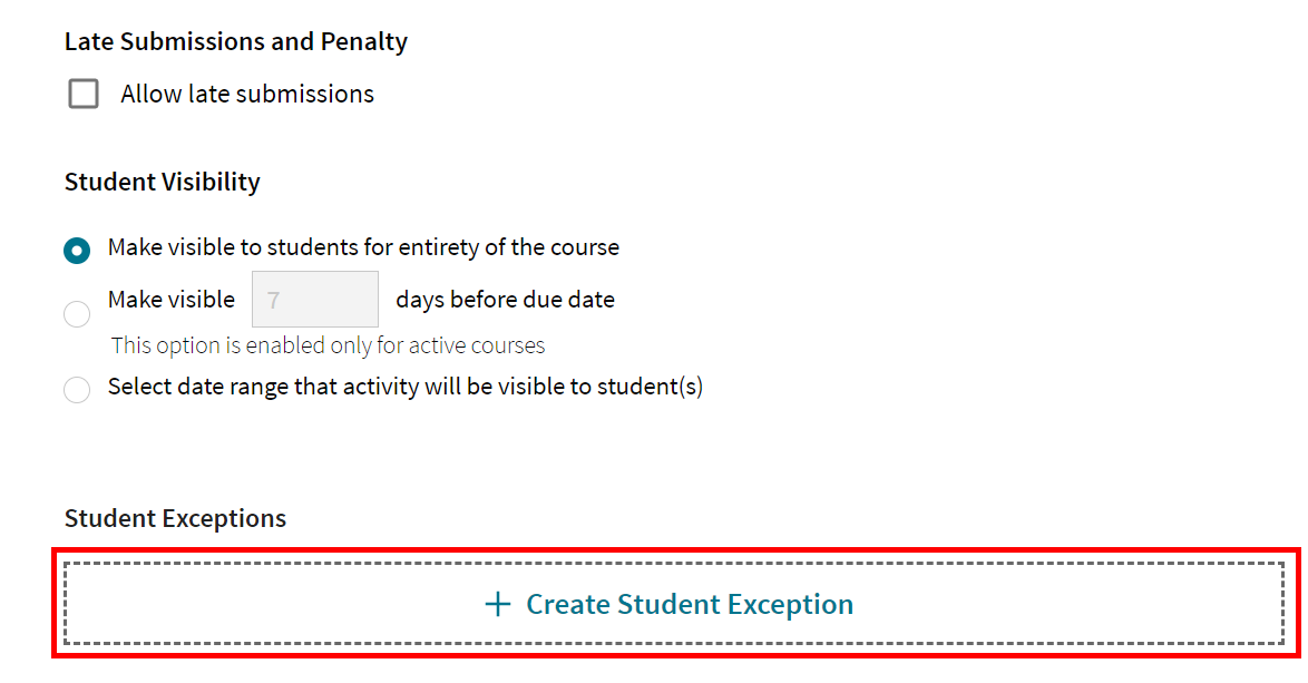 Achieve > Allow late submissions of an assignment (due date exceptions)