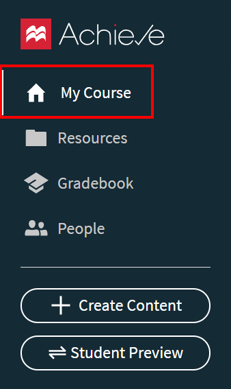 Achieve > Navigating the My Course page