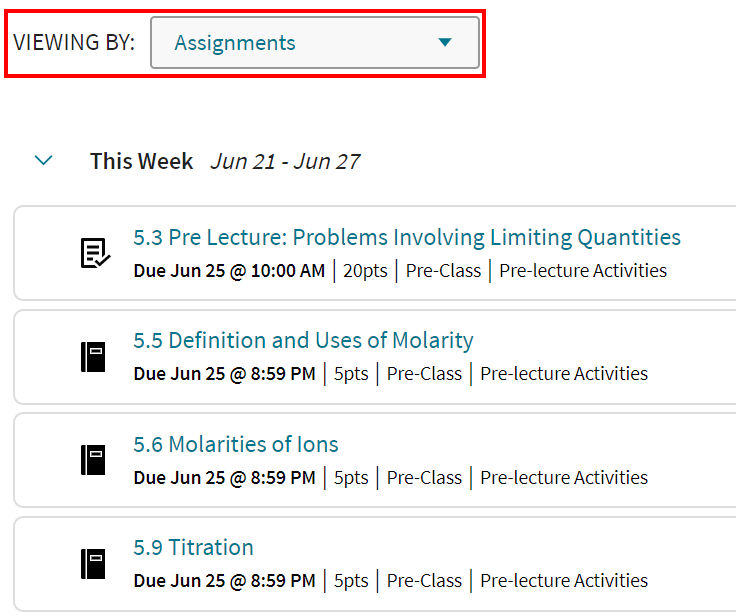 Achieve > Navigating the My Course page