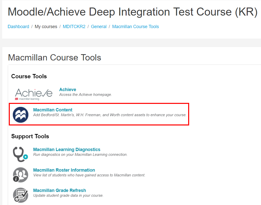 Instructors: Integrate Achieve courses with Moodle