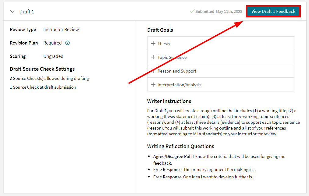 Achieve > Add notes and reviewer feedback to your revision plan for a ...