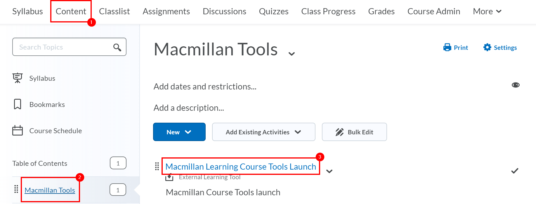 Using Macmillan/BFW Course Tools in your D2L/Brightspace course