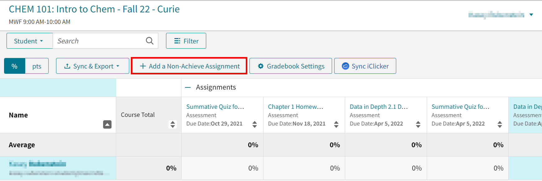 Achieve > Add a grade for an assignment done outside of Achieve ...