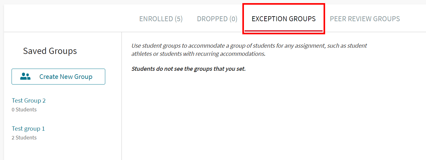Achieve > Create and edit groups for assignment exceptions