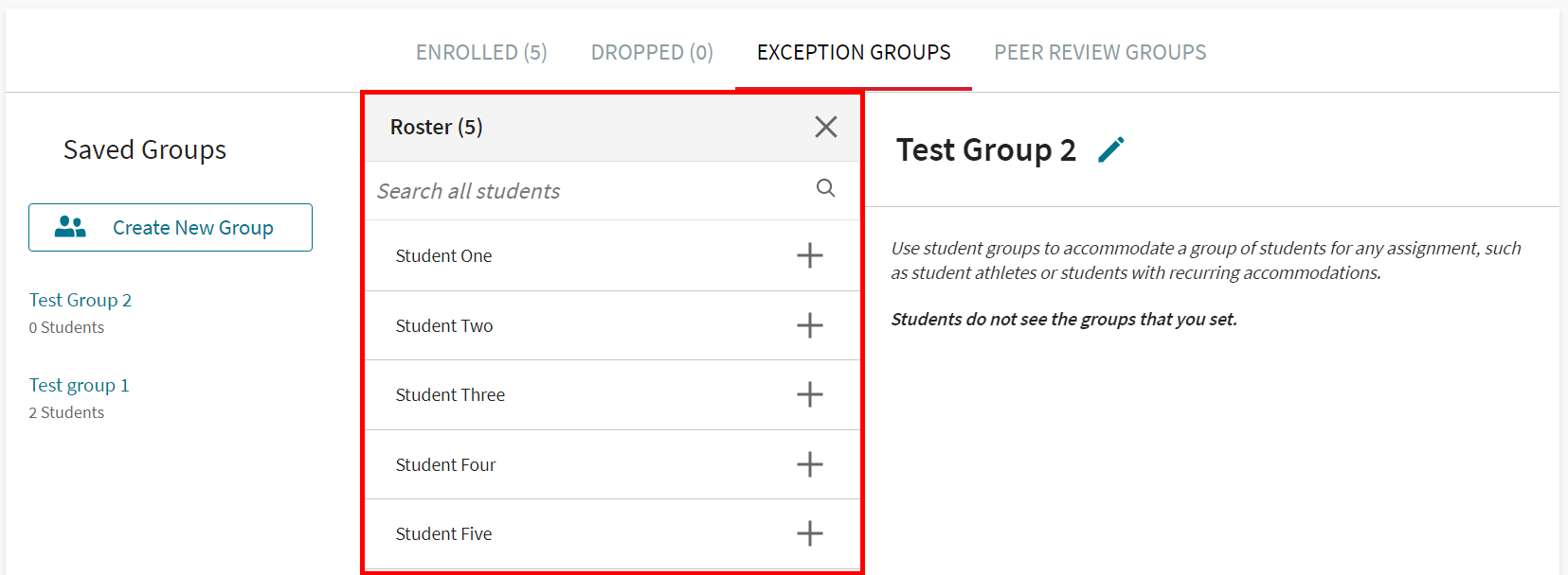 Achieve > Create and edit groups for assignment exceptions