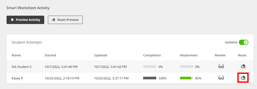 Achieve > Introduction to Smart Worksheets for instructors