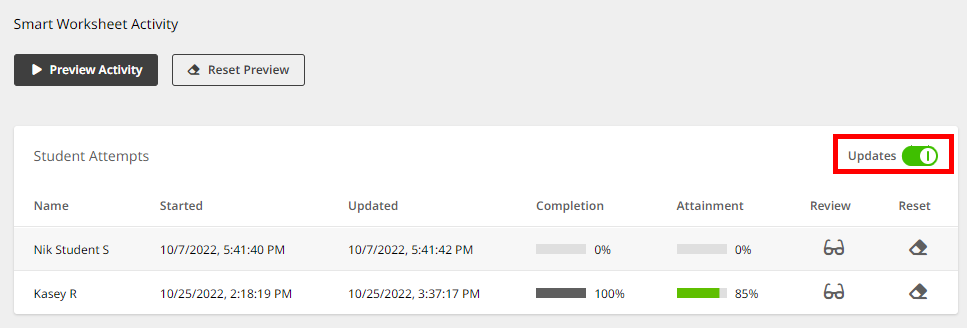Achieve > Introduction to Smart Worksheets for instructors