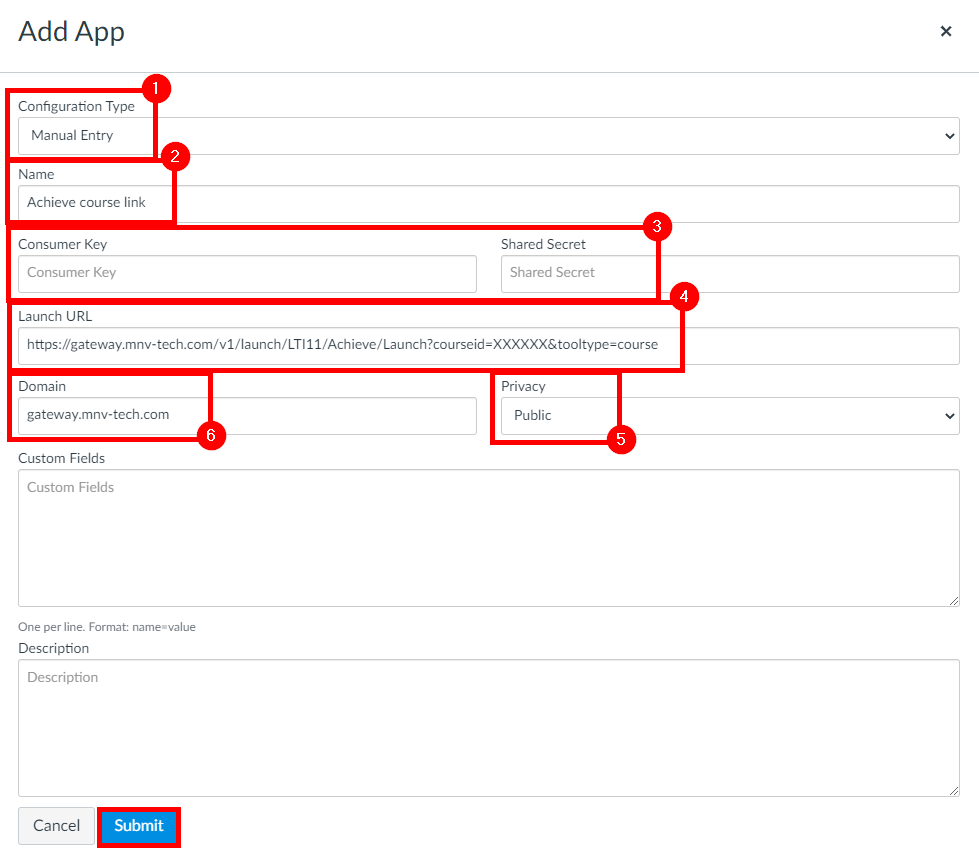 Instructor set-up of basic integration with Canvas