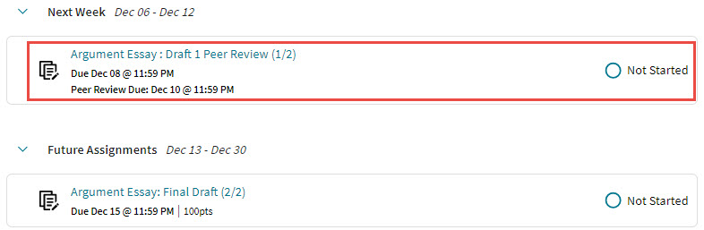 Complete a peer review for an Achieve Writing Assignment