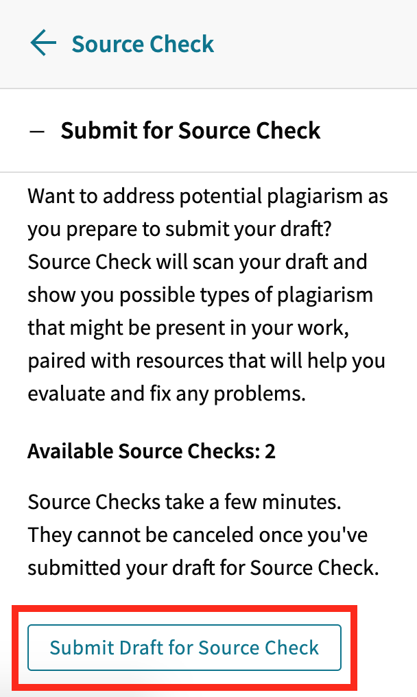 Achieve > Understanding a Source Check report for a Writing assignment