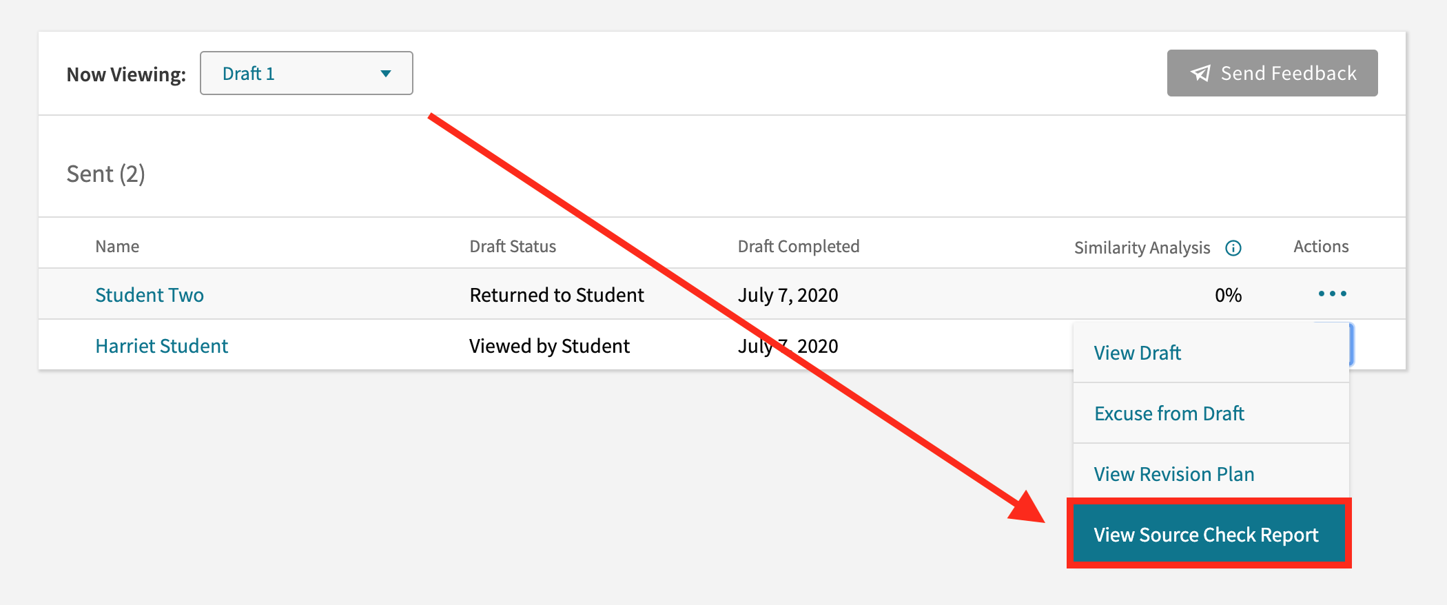 Using a Source Check report in Achieve
