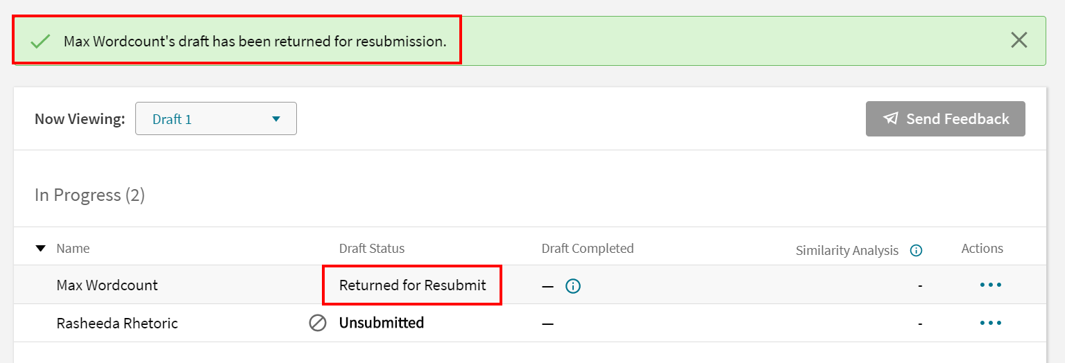 Achieve > Allow students to resubmit a Writing assignment