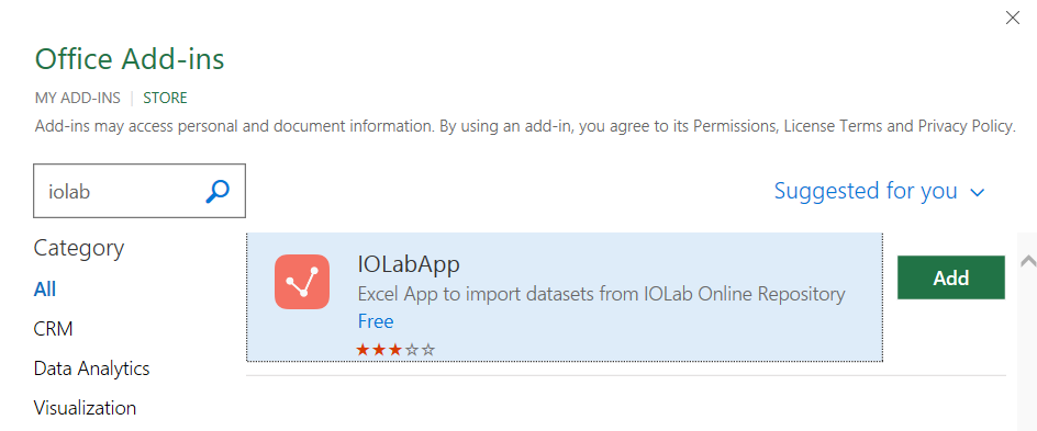 iOLab > Downloading app for viewing shared data in Excel