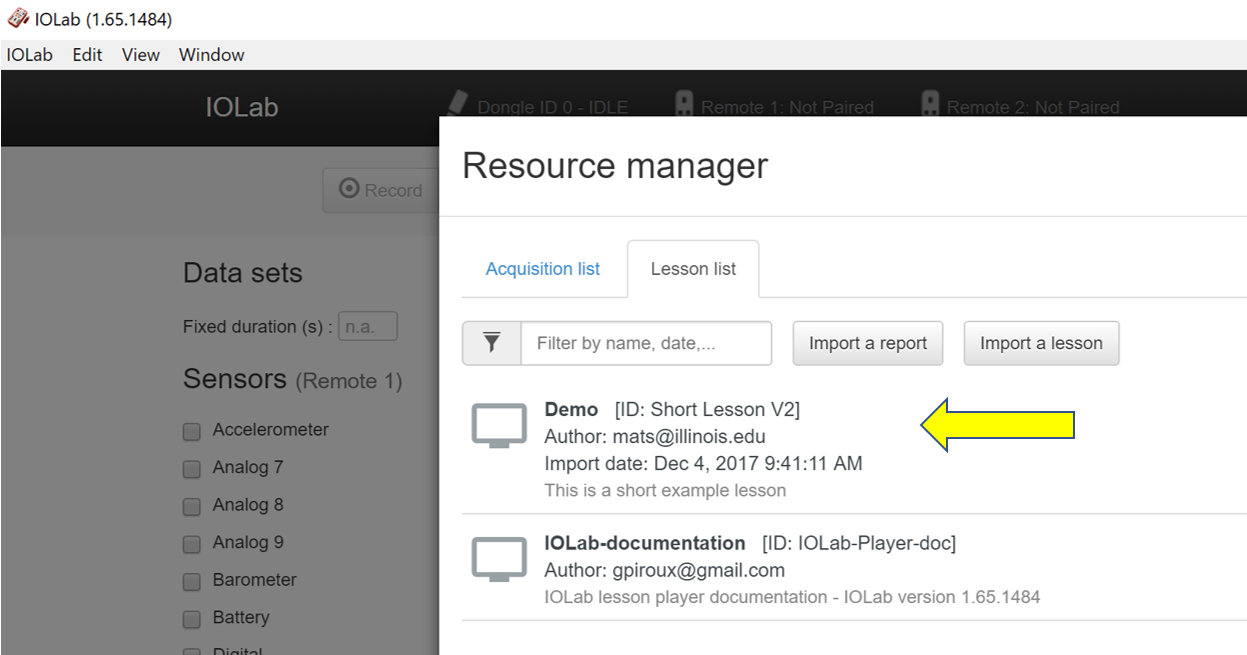 iOLab > Using the lesson player as a student
