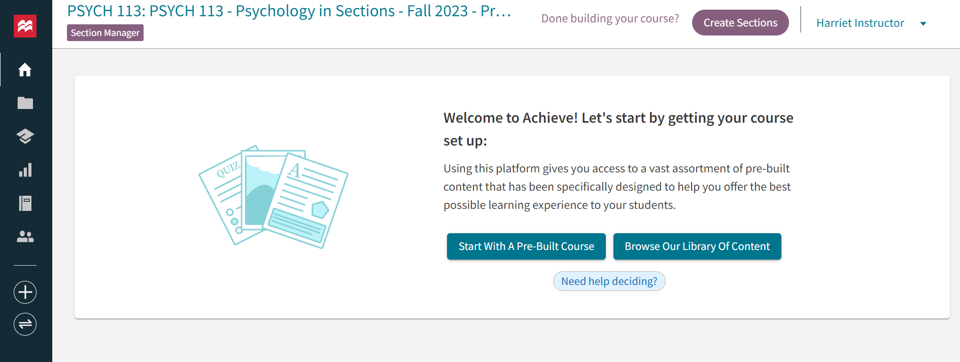 Achieve > Create and manage sections with a Section Manager