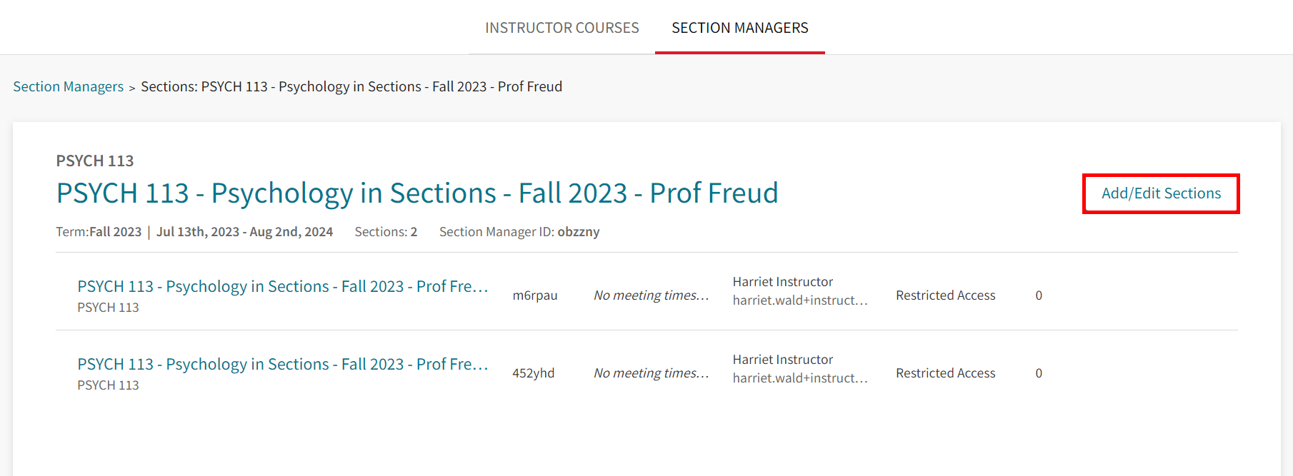 Achieve > Create and manage sections with a Section Manager