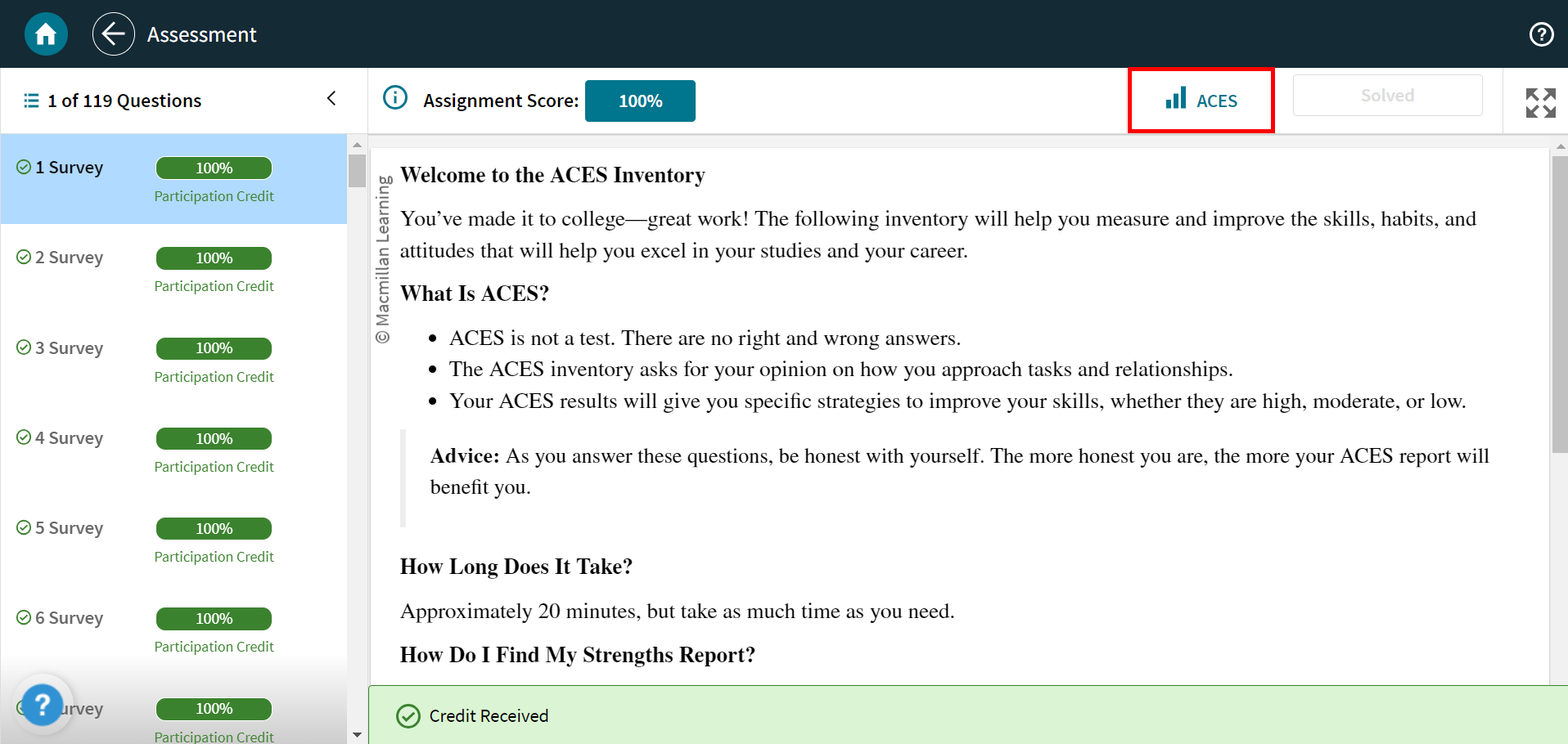 Navigating ACES Assessment in Achieve (for students)