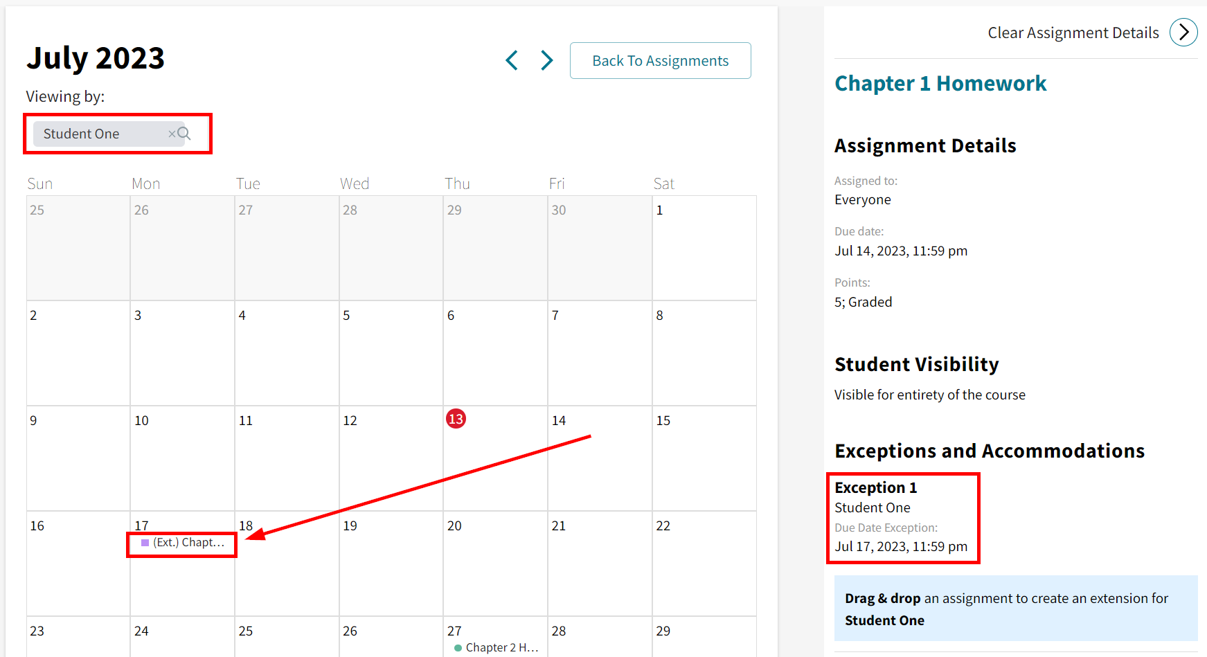 Achieve > Using the calendar to view and adjust due dates