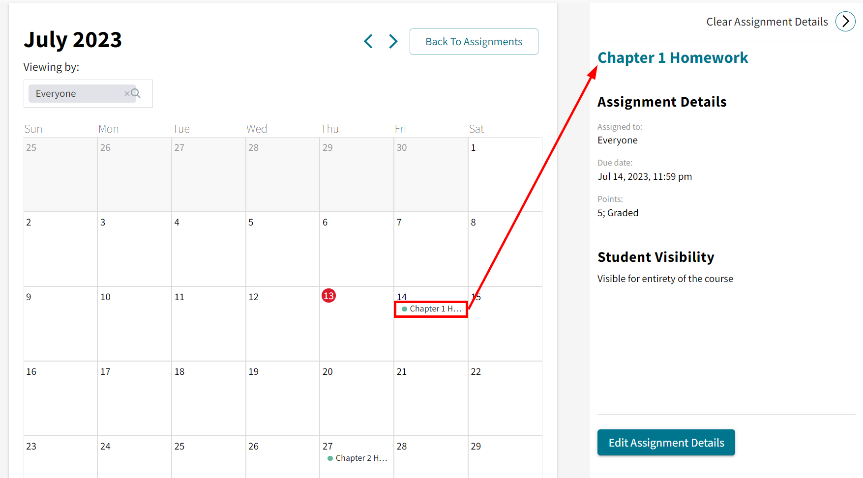 Achieve > Using the calendar to view and adjust due dates