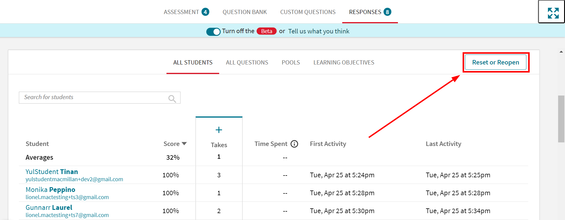 Achieve > Viewing, editing, and resetting student work in the Assessment Responses tab (Beta)