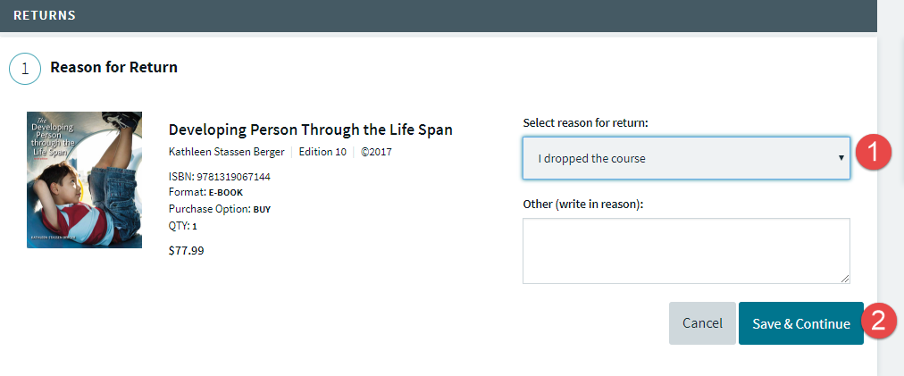 Return a purchase from the Student Store