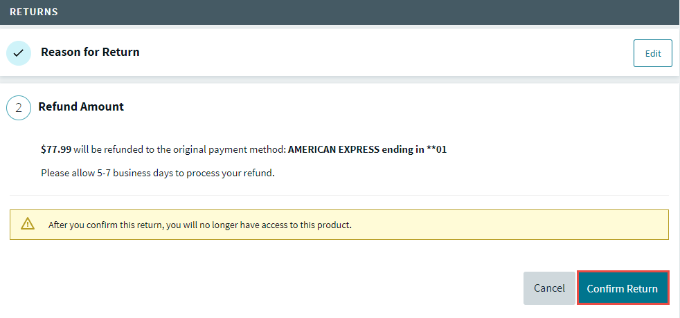 Return a purchase from the Student Store