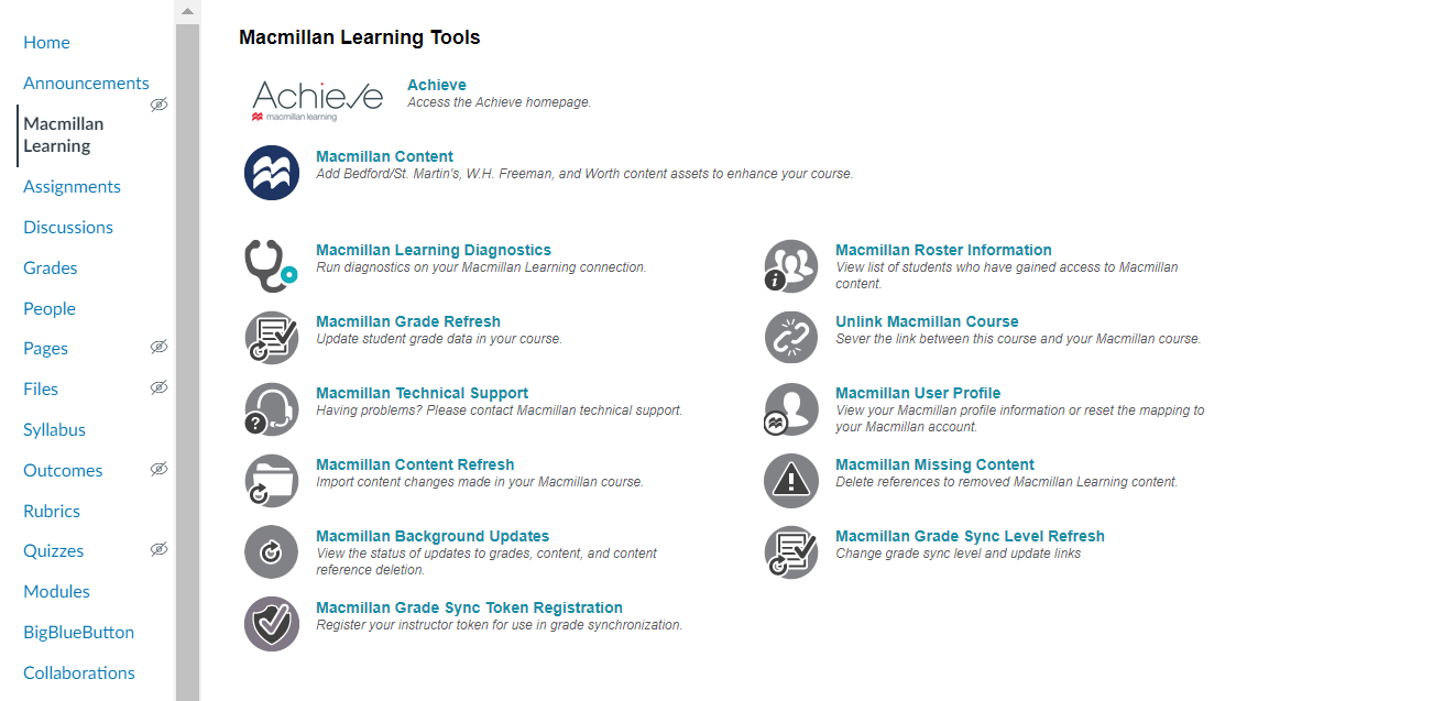 Using Macmillan/BFW Course Tools in your Canvas course