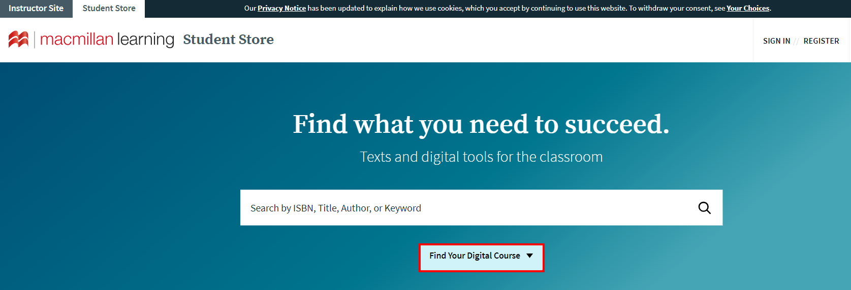 Purchase access to your Achieve course in the Student Store