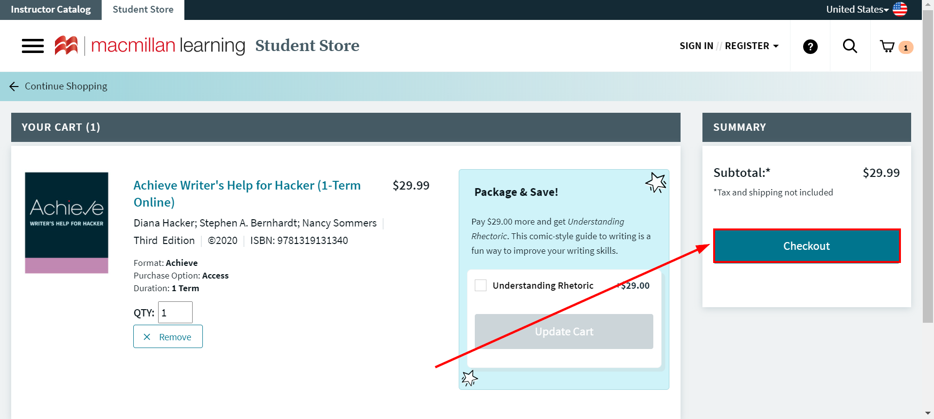 Purchase access to your Achieve course in the Student Store