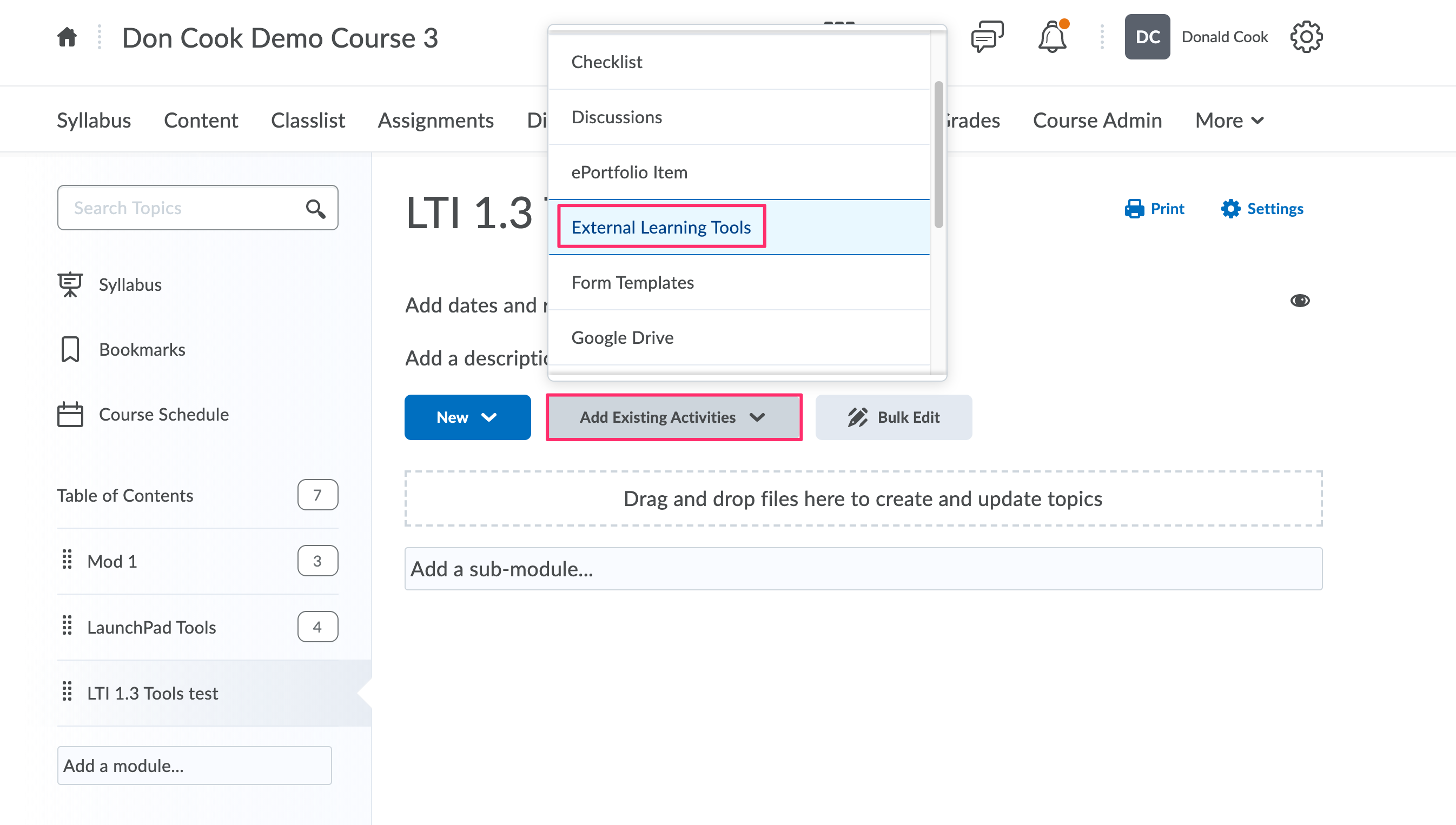 Integrate your Achieve course with D2L/Brightspace using LTI Advantage (LTI 1.3)